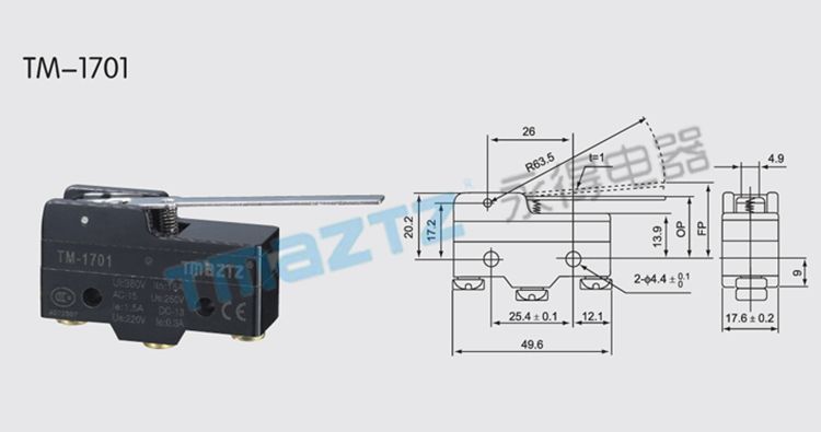 TM-1701 Hinge lever stainless Micro Switch-Z15GW-B LXW5-11N1-TMAZTZ ...
