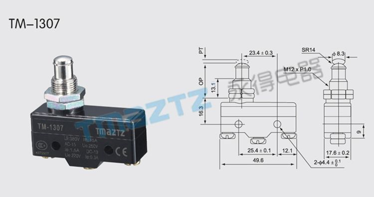 TM-1307 panel mount plunger Micro Switch-Z15GQ-B LXW5-11M-TMAZTZ Electric